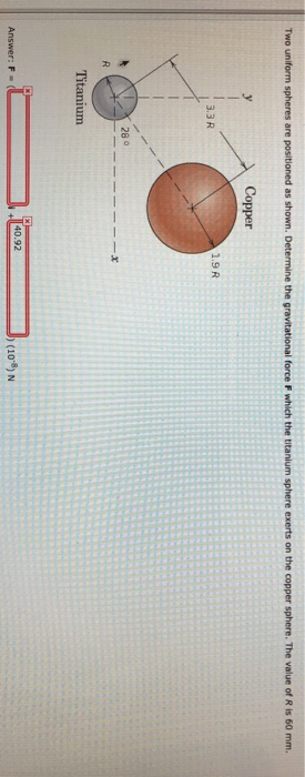 Solved Two uniform spheres are positioned as shown. | Chegg.com