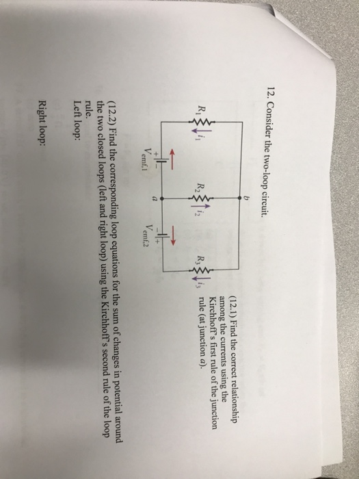 Solved 12. Consider the two-loop circuit. (12.1) Find the | Chegg.com