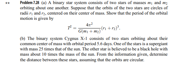 Solved Problem 7.28 (a) A binary star system consists of two | Chegg.com