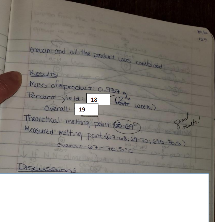 Week #1 Results: Materials: Mass of xylidide: 1.084a | Chegg.com