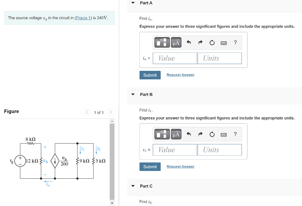 Solved The source voltage vg in the circuit in is 240 V. | Chegg.com