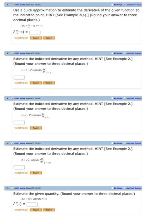 Solved Estimate the derivative from the table of average | Chegg.com