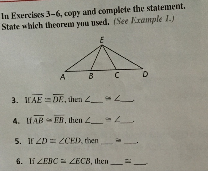 Solved In Exercises 3-6, copy and complete the statement. | Chegg.com