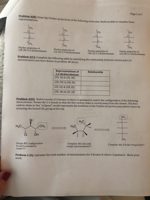 Solved Page 5 of 7 em 4(R]: Draw the Fischer projections of | Chegg.com