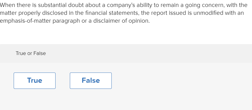 Solved When there is substantial doubt about a company's | Chegg.com
