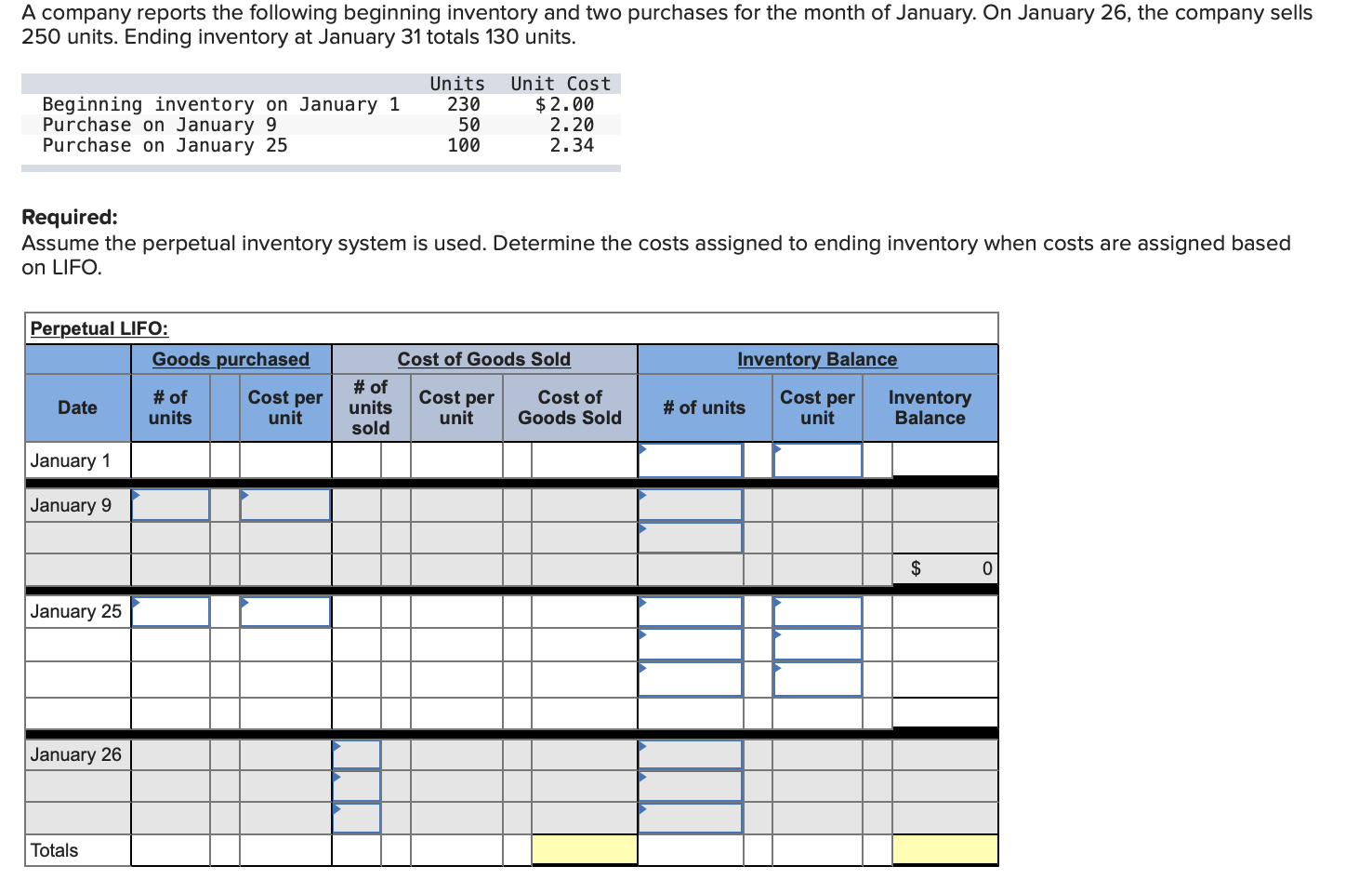 Solved A company reports the following beginning inventory | Chegg.com