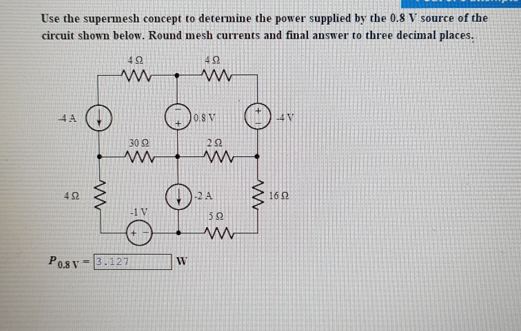 Solved Use the supermesh concept to determine the power | Chegg.com