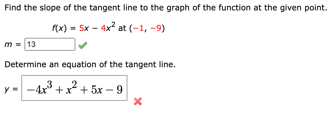 Solved Determine an equation of the tangent line given 2 | Chegg.com