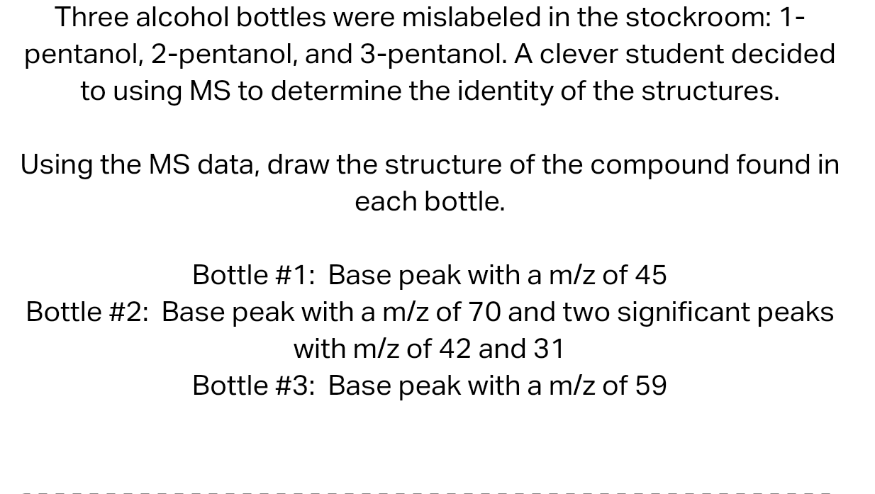 Solved Three alcohol bottles were mislabeled in the | Chegg.com