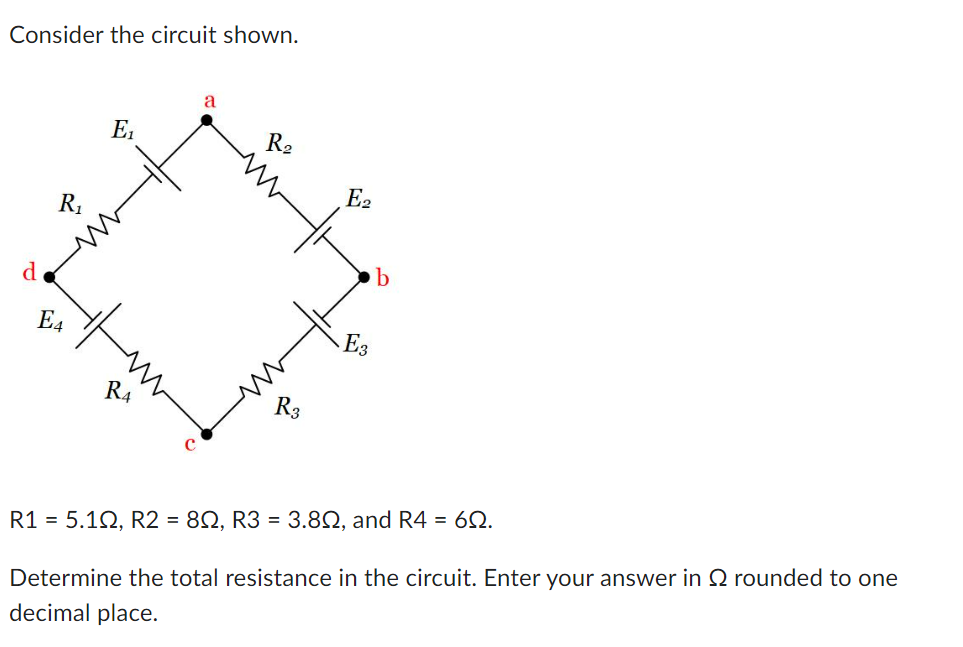 Solved Consider the circuit shown. R1=5.1Ω,R2=8Ω,R3=3.8Ω, | Chegg.com