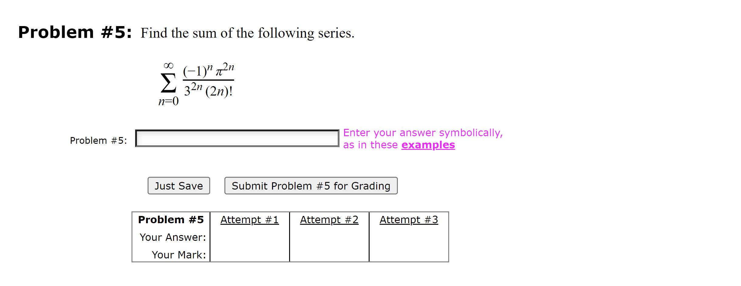 Solved Problem \# 5: Find the sum of the following series. | Chegg.com