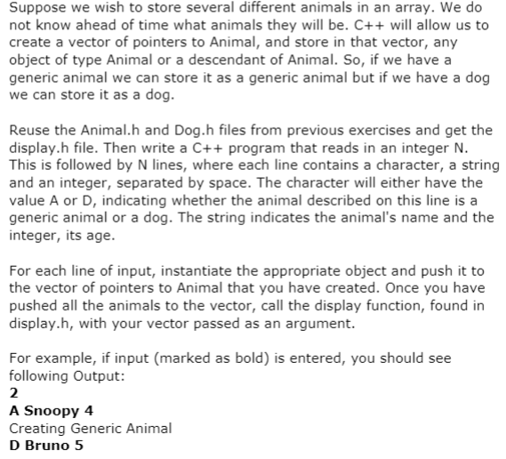 Solved Suppose we wish to store several different animals in | Chegg.com