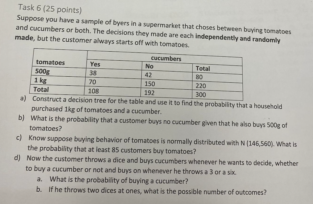 Task 6 (25 points) Suppose you have a sample of byers | Chegg.com