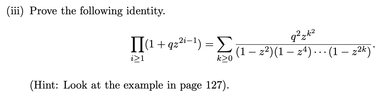 Solved (iii) Prove the following identity. | Chegg.com