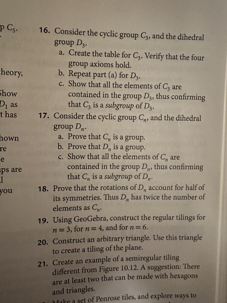 Solved 16. Consider the cyclic group C3, and the dihedral | Chegg.com