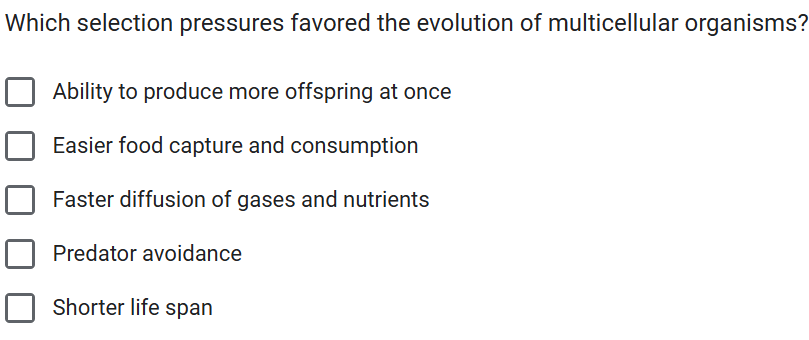 Solved Which selection pressures favored the evolution of | Chegg.com