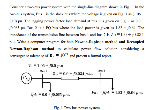 Solved Consider a two-bus power system with the single-line | Chegg.com