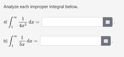 Solved Analyze each improper integral | Chegg.com