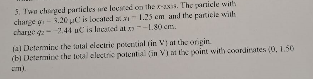 Solved 5. Two charged particles are located on the x-axis. | Chegg.com