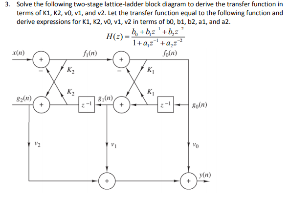 Solved 3. Solve the following two-stage lattice-ladder block | Chegg.com
