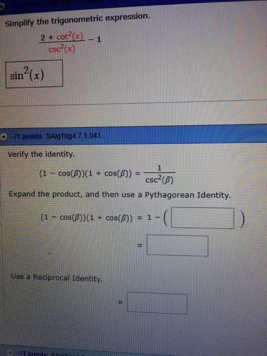 Solved Simplify the trigonometric expression or) csc?(x) | Chegg.com
