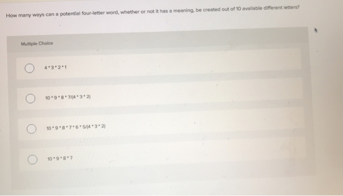 Solved How Many Ways Can A Potential Four letter Word Chegg solved-how-many-ways-can-a-potential-four-letter-word-chegg