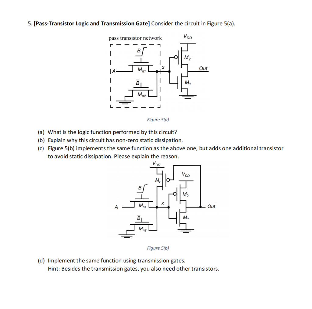 Solved 5. [Pass-Transistor Logic and Transmission Gate] | Chegg.com