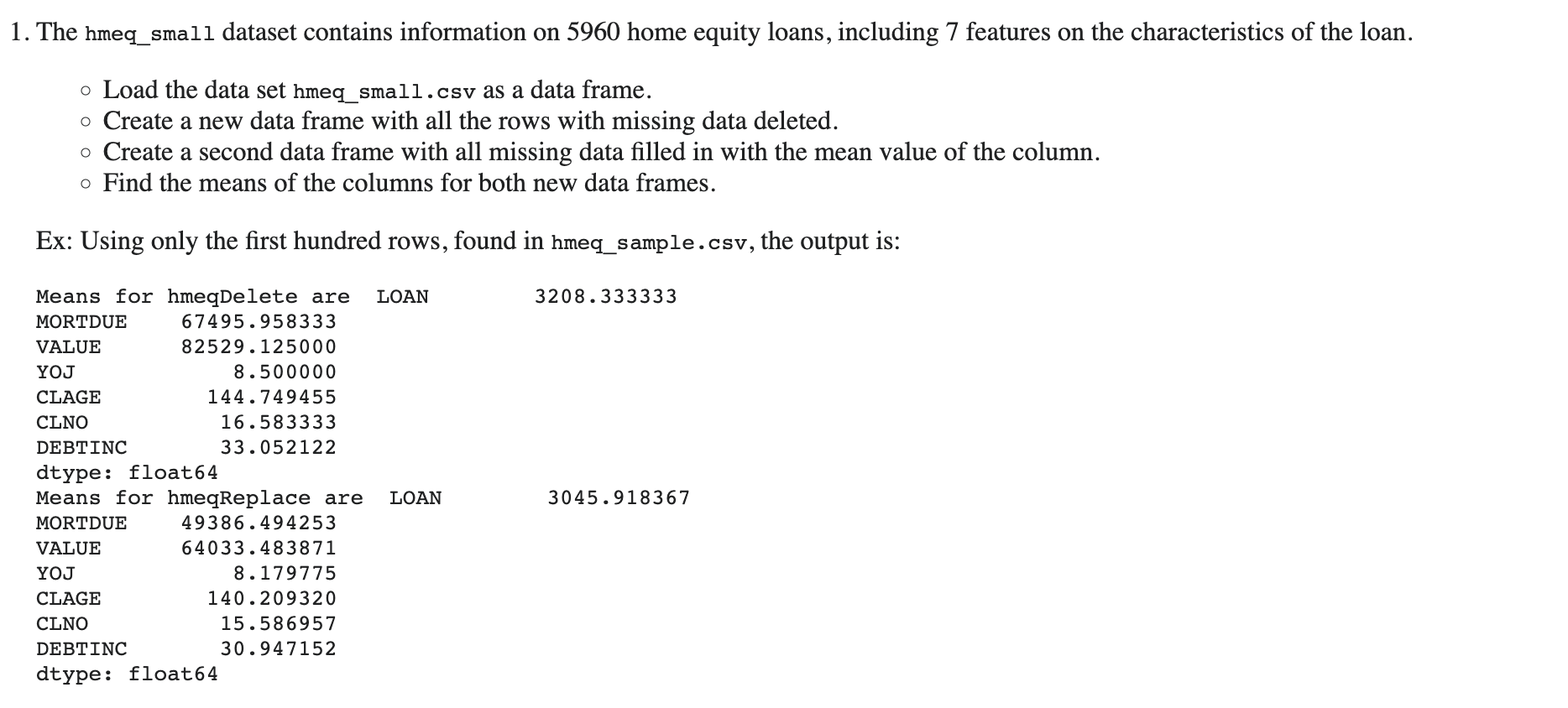 Solved The hmeq_small dataset contains information on 5960 | Chegg.com