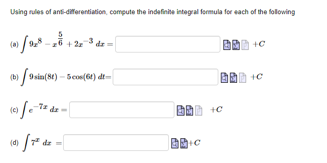 Solved Using rules of anti-differentiation, compute the | Chegg.com
