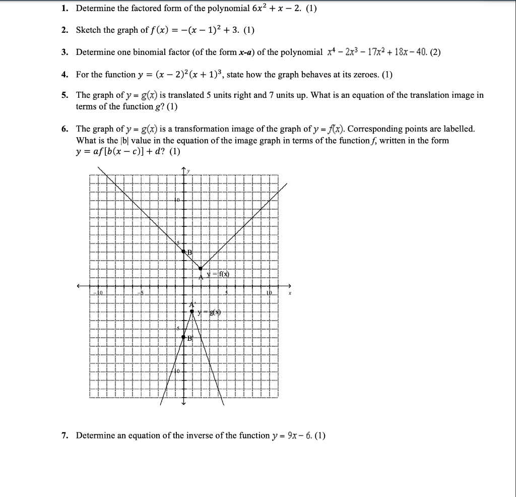 Solved 1. Determine the factored form of the polynomial 6x2 | Chegg.com
