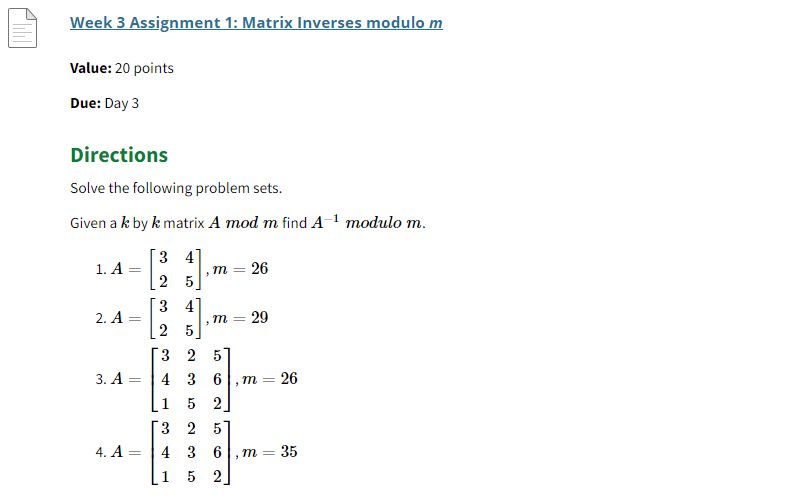 Solved Directions Solve the following problem sets. Given a | Chegg.com