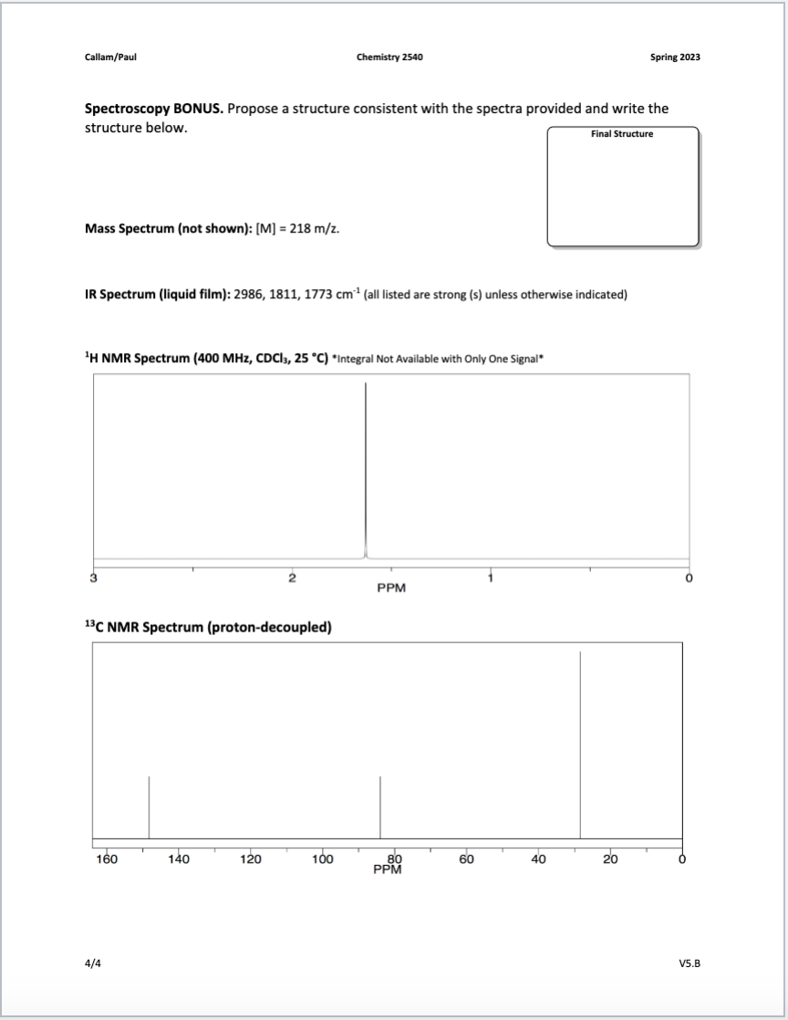 Solved Spectroscopy BONUS. Propose a structure consistent | Chegg.com Solved Spectroscopy BONUS. Propose a structure consistent | Chegg.com
