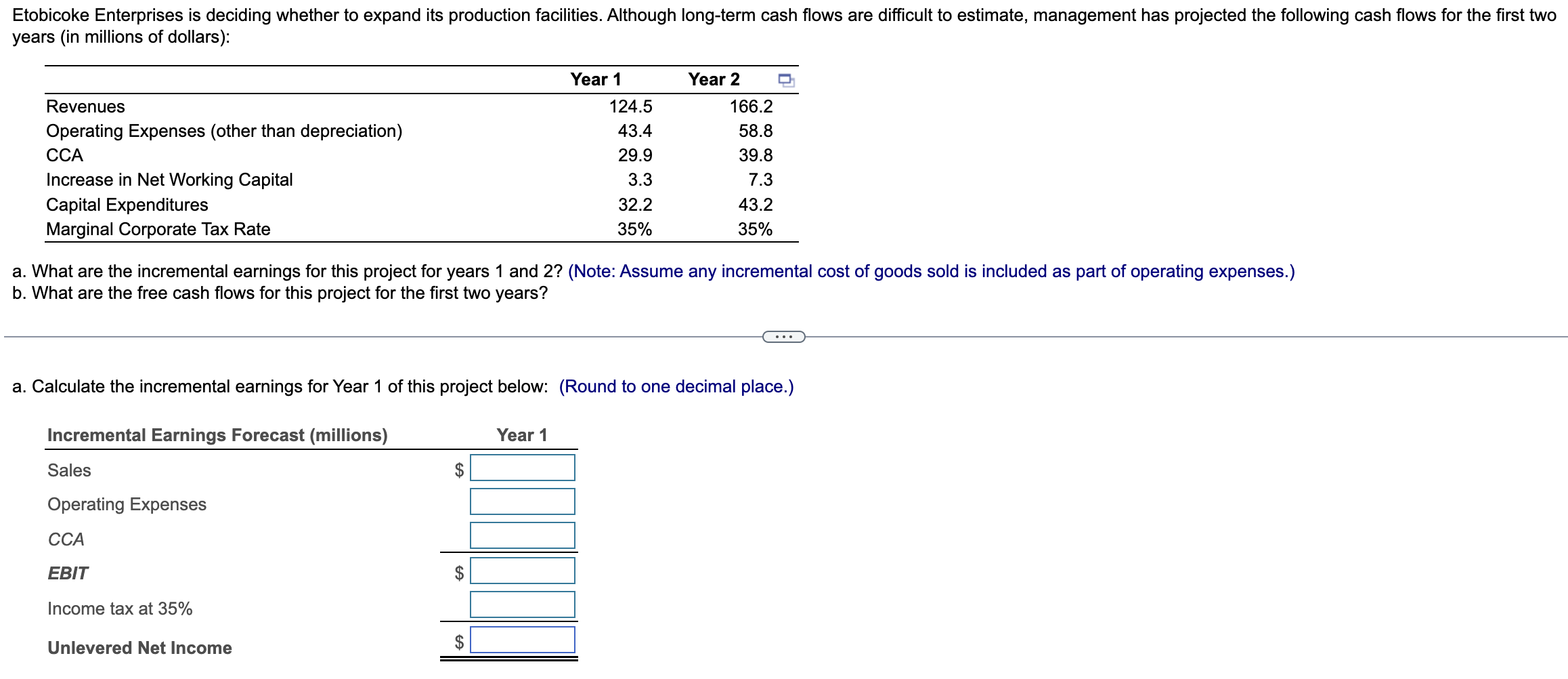Solved years (in millions of dollars):a. ﻿What are the | Chegg.com