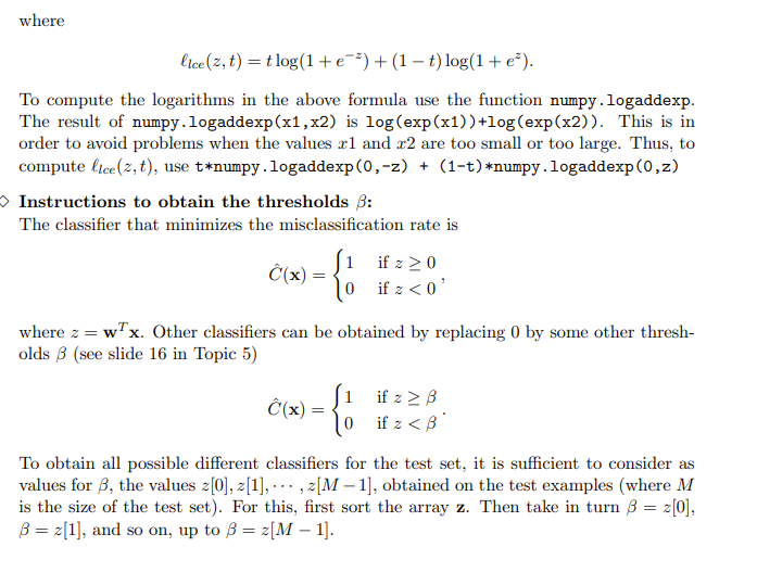 Solved Computation of cost function with numpy. Recall that | Chegg.com