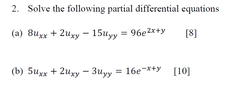 Solved 2. Solve the following partial differential equations | Chegg.com