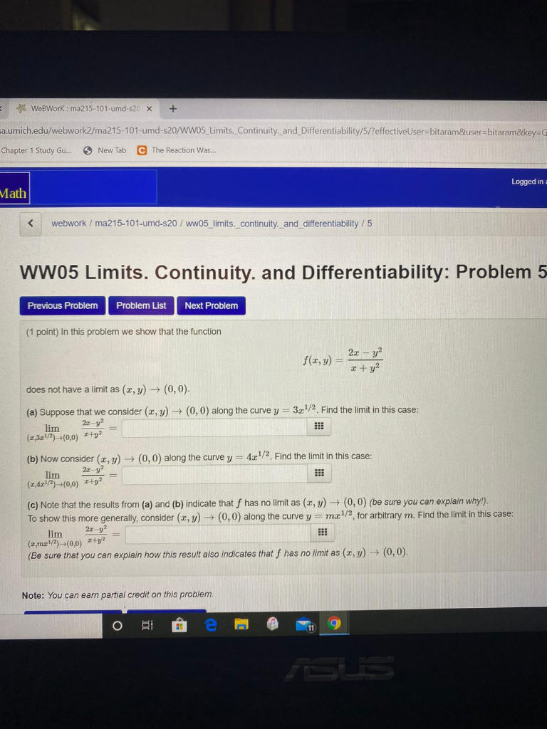 Solved WebWork: ma215-101-umd-s20 X + | Chegg.com