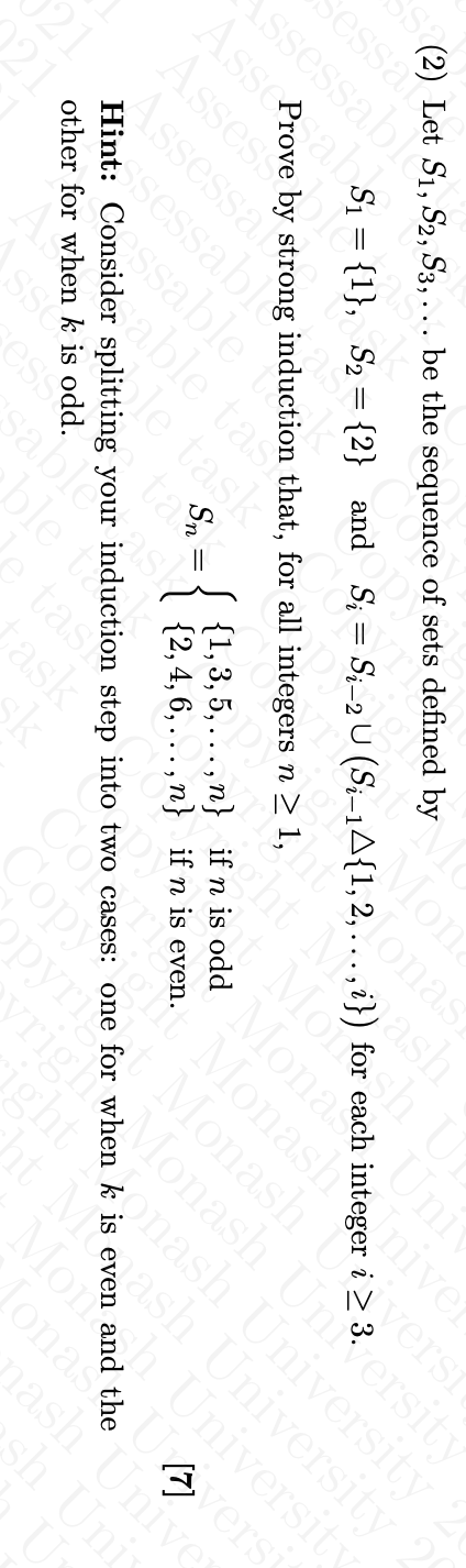 Solved (2) Mone LSSeSSabi S1 = {1}, S2 = {2} and S; = Si-2 U | Chegg.com