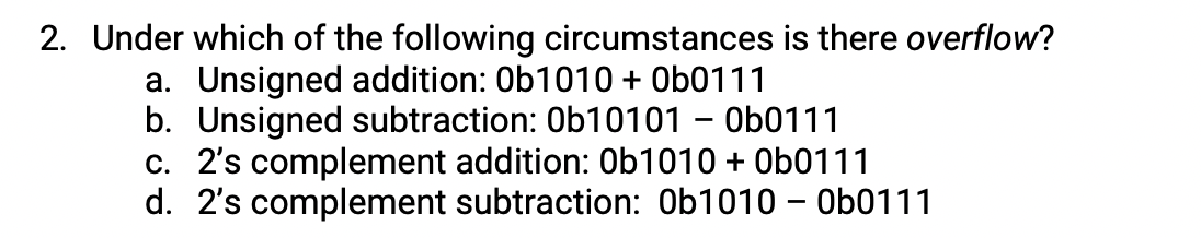 Solved 2. Under which of the following circumstances is | Chegg.com