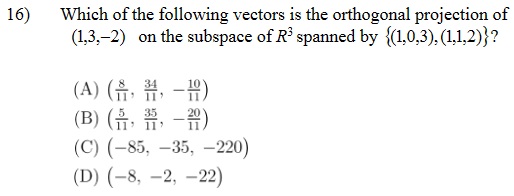 Solved Which of the following vectors is the orthogonal | Chegg.com