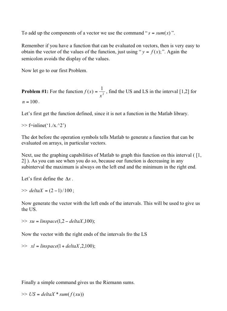 Solved MATH 2414 - Lab 1 Riemann Sums and Estimation of | Chegg.com