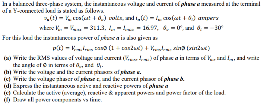 Solved In a balanced three-phase system, the instantaneous | Chegg.com