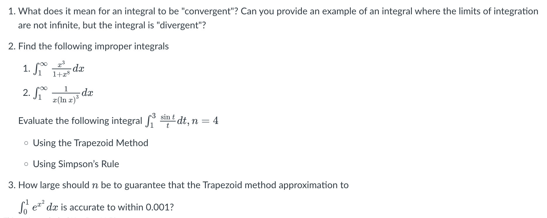 Solved 1. What does it mean for an integral to be | Chegg.com