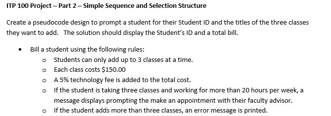 Solved Itp 100 Project Part 2 Simple Sequence And