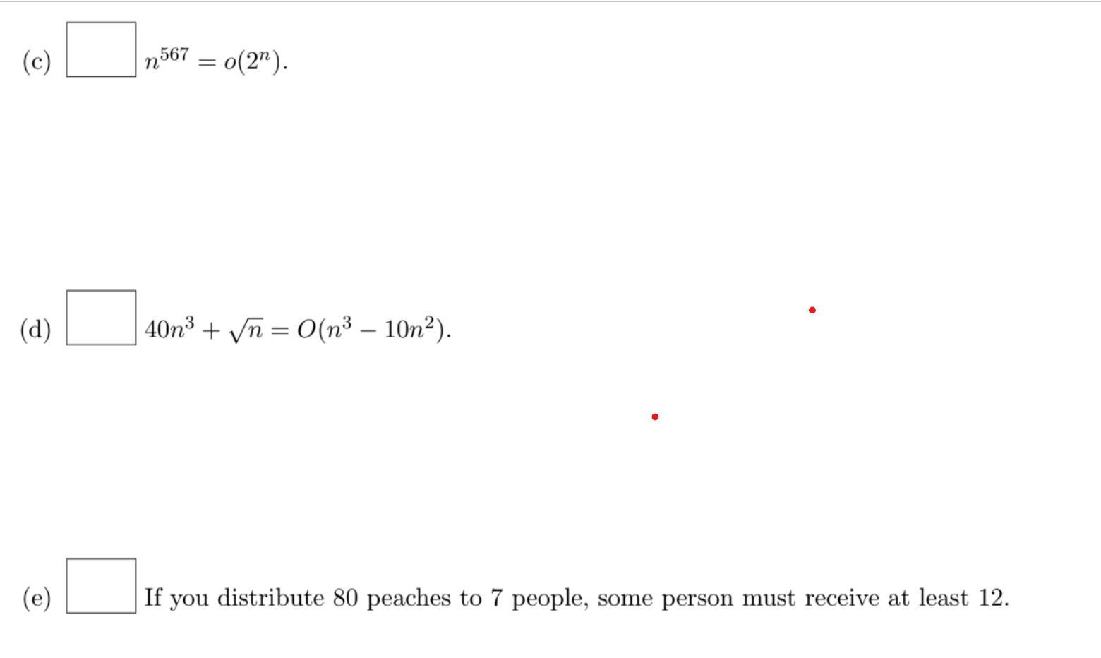 Solved Problem 10. (10 pts.) For each statement, determine | Chegg.com