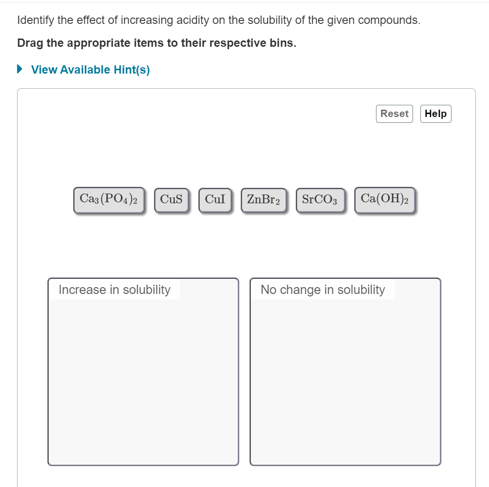 Solved Identify the effect of increasing acidity on the | Chegg.com