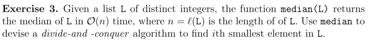 Solved Exercise 3. ﻿Given a list L of distinct integers, the | Chegg.com