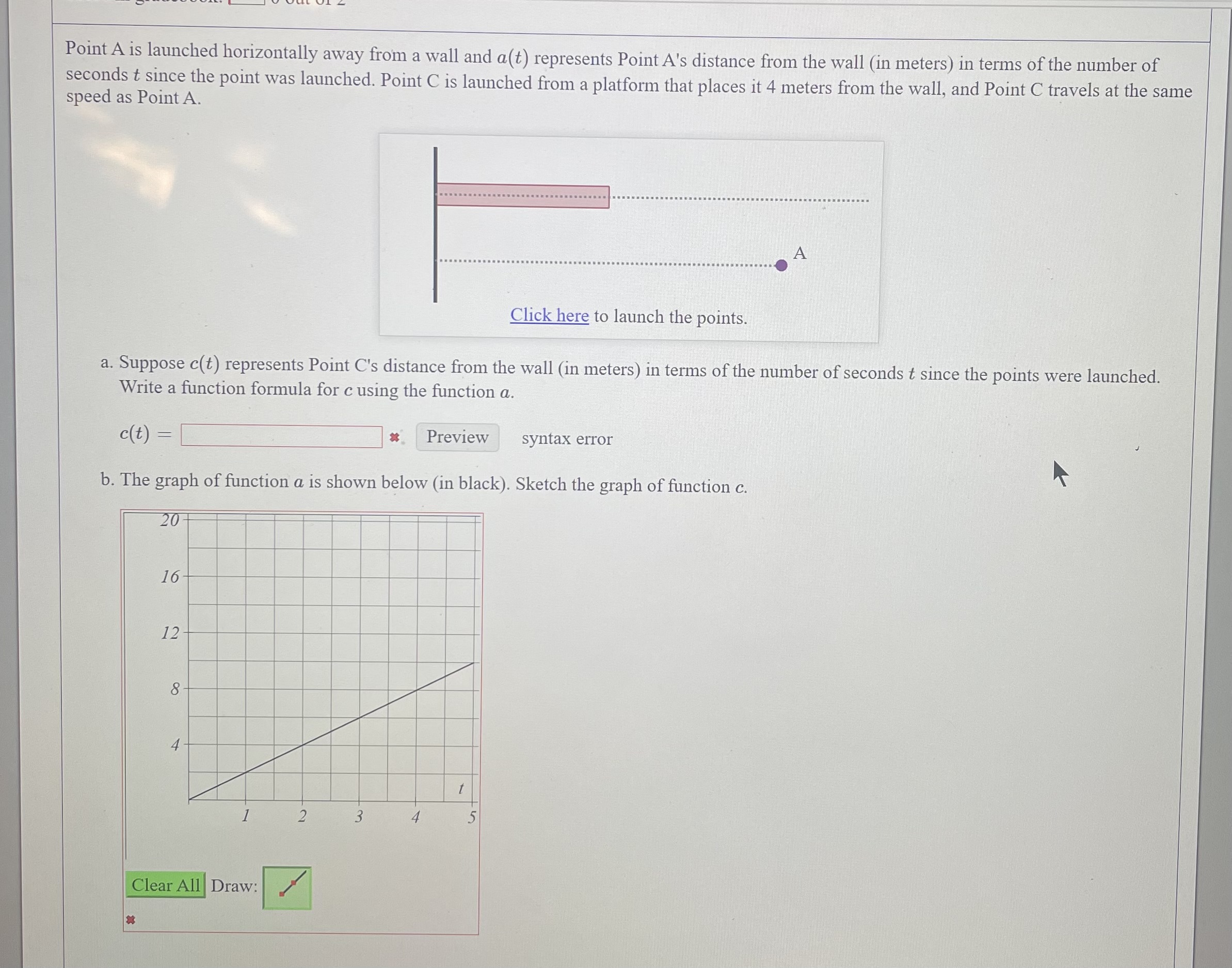 Solved Point A is launched horizontally away from a wall and | Chegg.com