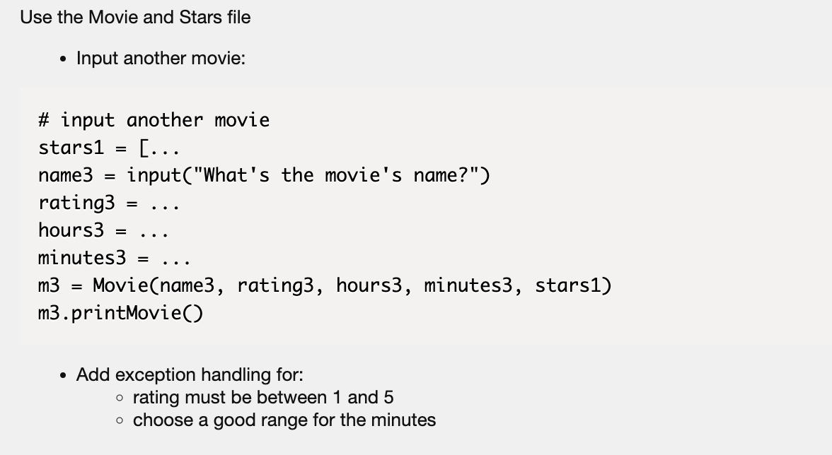 Solved Use the Movie and Stars file . Input another movie: = | Chegg.com
