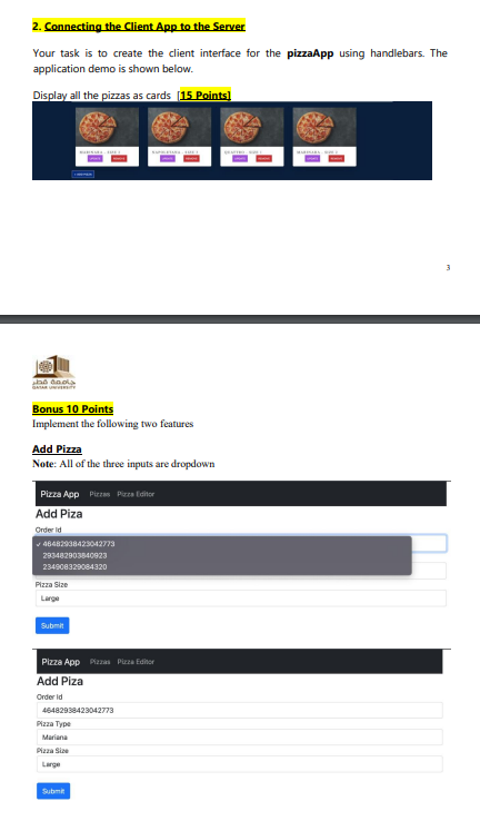 2. Connecting the Client App to the Server Your task | Chegg.com