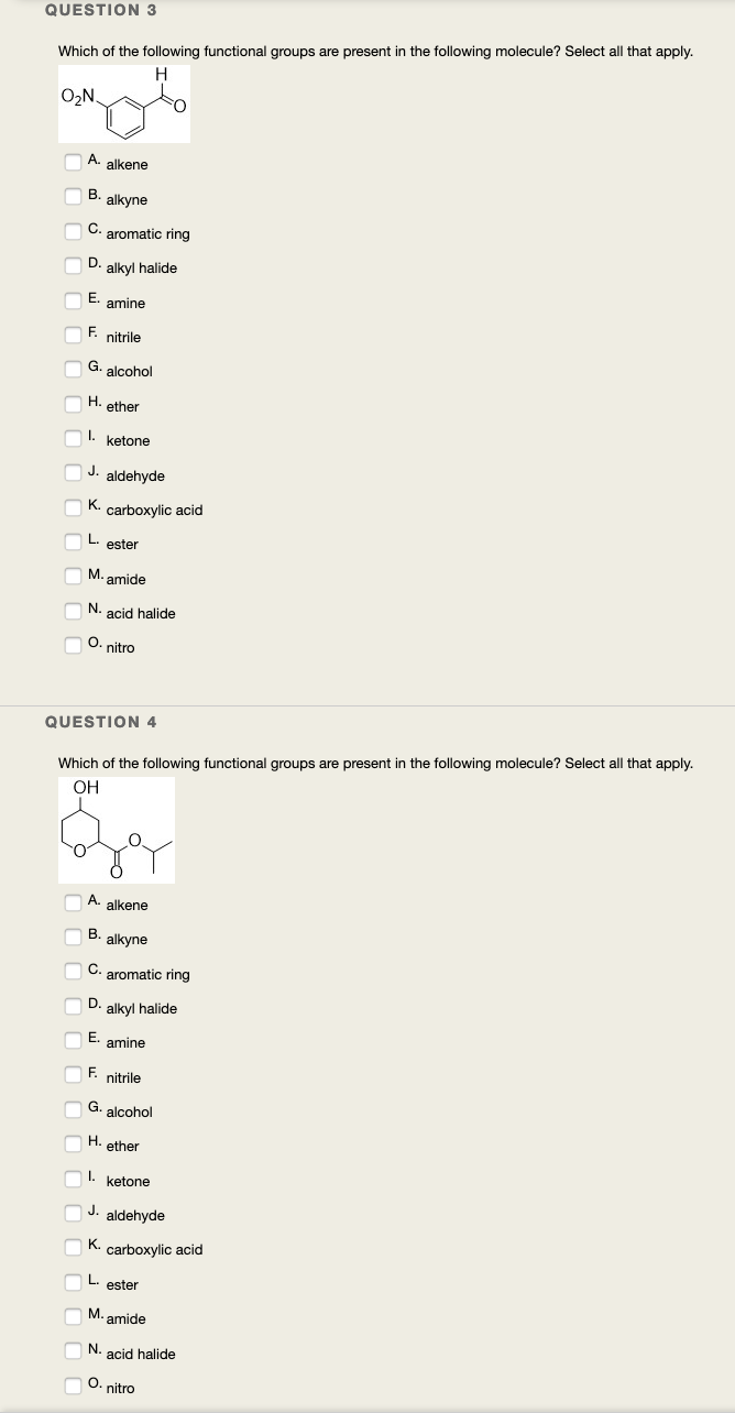 Solved QUESTION 3 Which of the following functional groups | Chegg.com